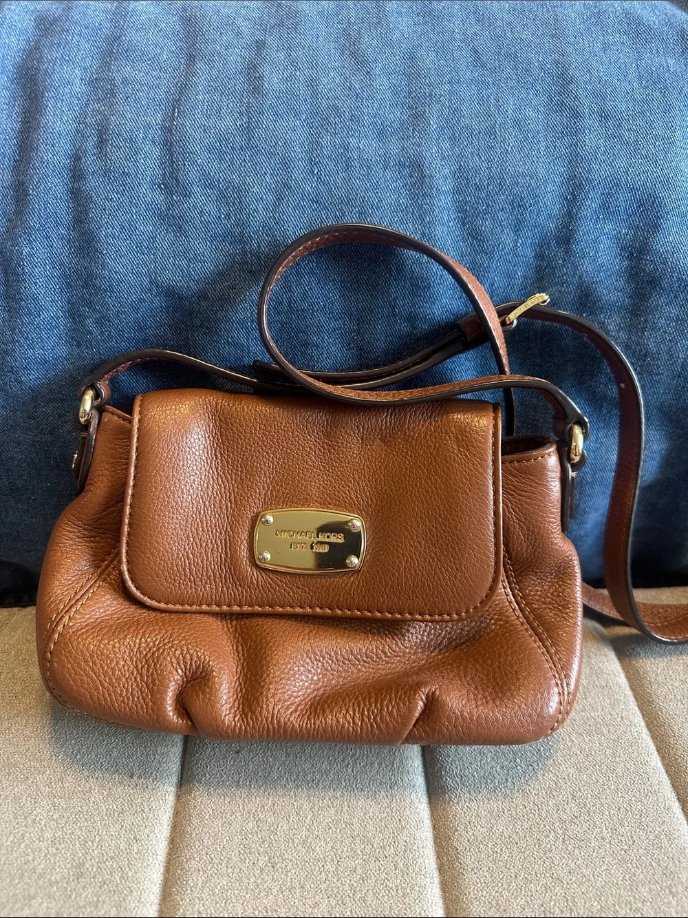Michael Kors | Bags | Michael Kors Cognac Leather Crossbody Bag With ...